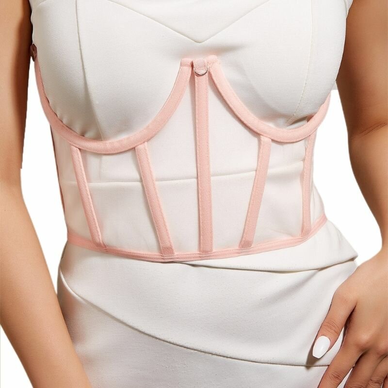 Корсет с жемчугом/цепочкой для женщин на свадьбу, корсет для коррекции фигуры, сетчатая талия