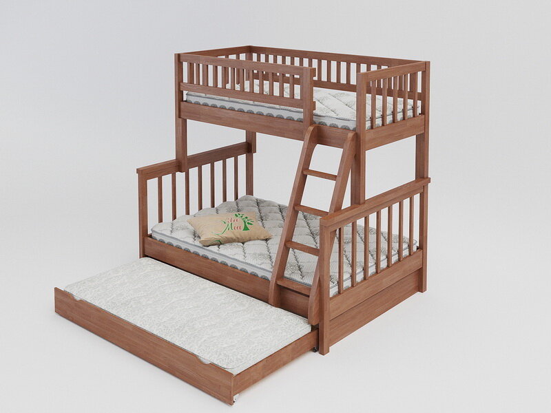 Двухъярусная 3-х местная кровать Vita Mia Turin (Турин) с дополнительным спальным местом 80x180