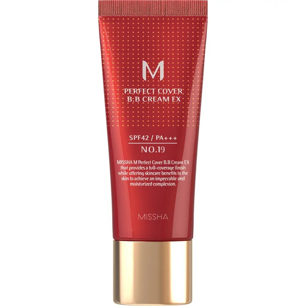 BB крем для лица тональный MISSHA М Perfect Cover, Идеальное покрытие SPF 42, тон 19, 20 мл