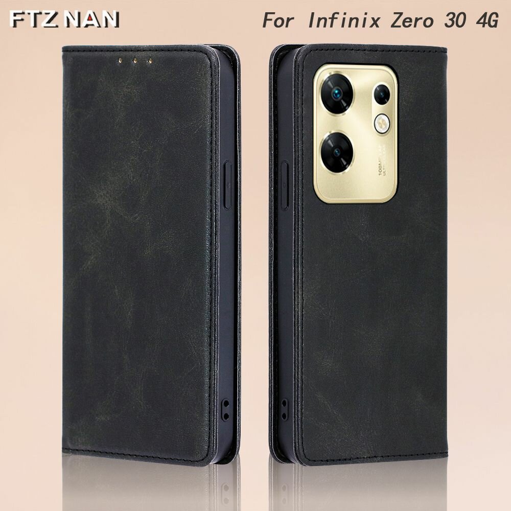 Чехол книжка на Infinix Zero 30 4G/ Чехол подходит для Инфиникс Зеро 30 4g, магнитным замком, черный