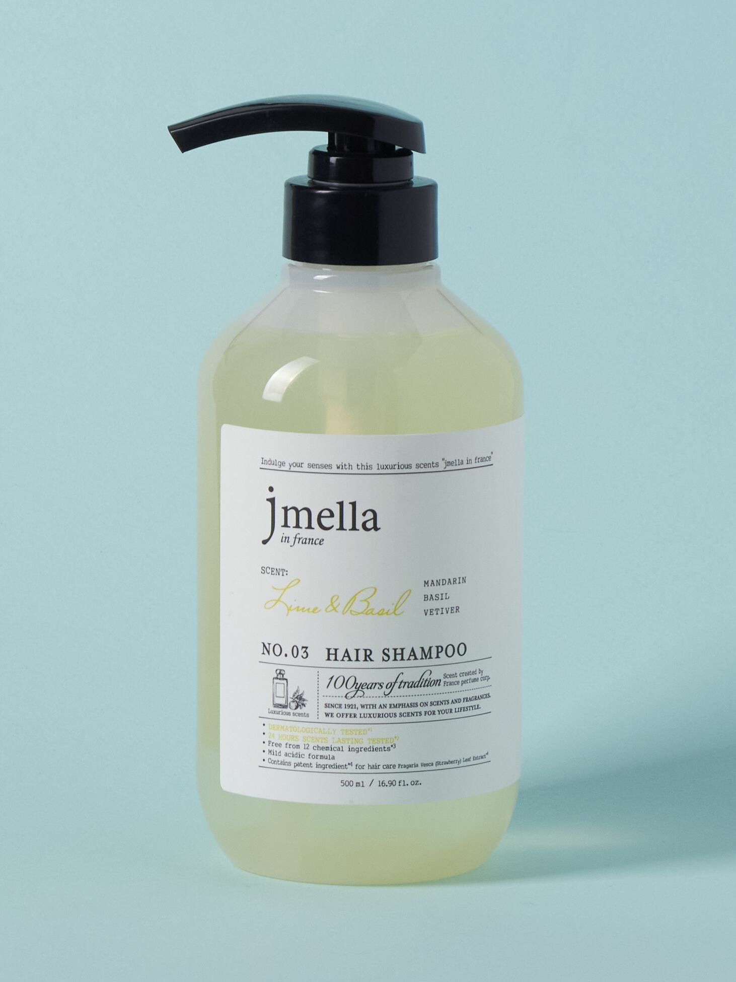 Jmella Шампунь парфюмированный для волос Лайм и Базилик 500мл In France Lime & Basil Hair Shampoo