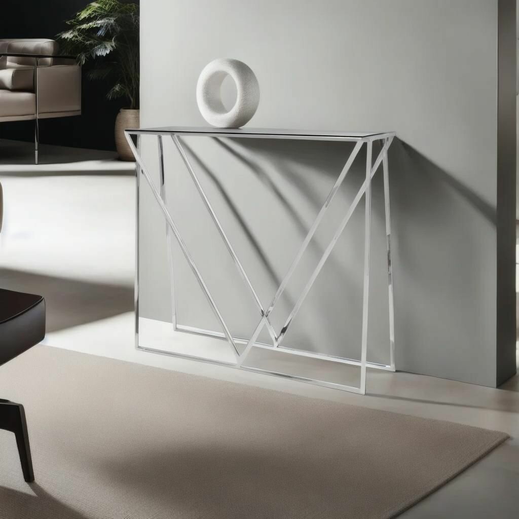 Консольный столик, туалетный столик мадрид 800х875х250мм (хром/стекло серое графит)