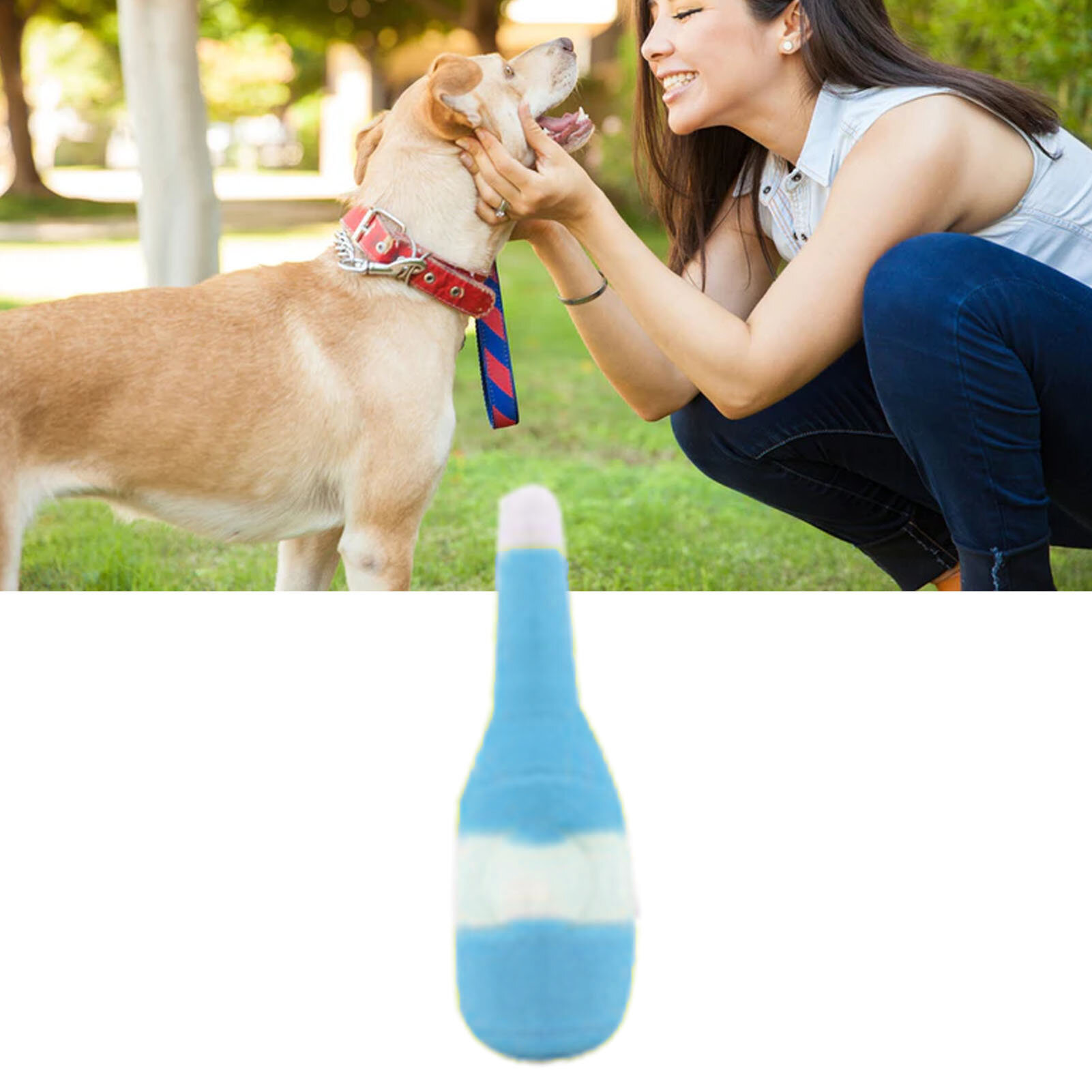 Plush Pet Toy Wine Bottle Shape Bite Resistant Boredom Relief Teeth Grinding Dog Chewing Sky Blue