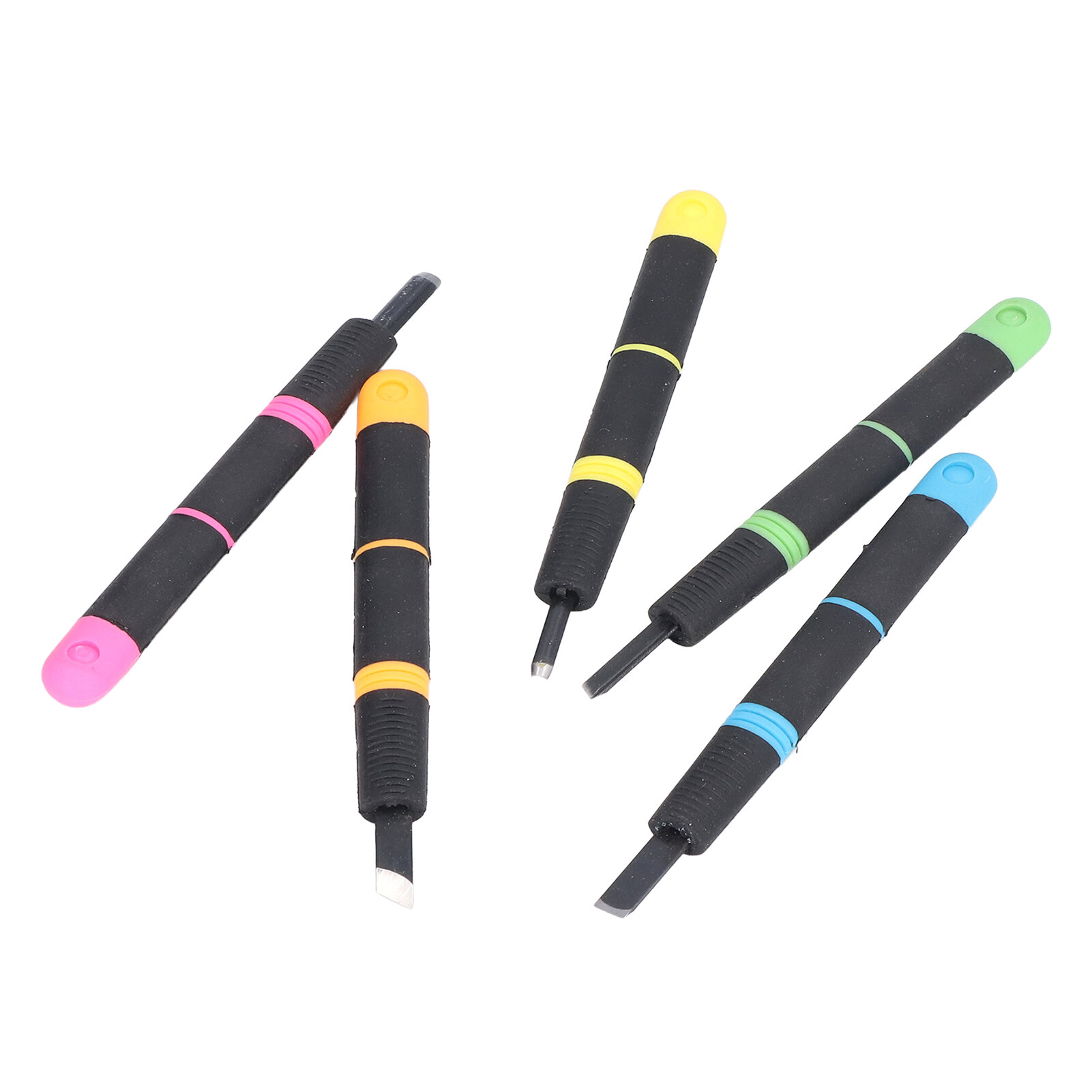 Набор инструментов для резьбы по дереву 5 штук, резец для дерева с ручкой из ABS и стальной лезвью, для деревообработки, лезвия: плоское, треугольное, маленькое долбёное, большое долбёное, косое