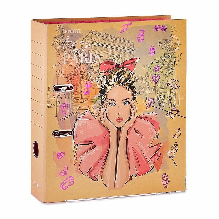 Папка с арочным механизмом deVENTE "Emmy in Paris", A4, 75 мм, картонная, собранная, крафт бумага (3090203)