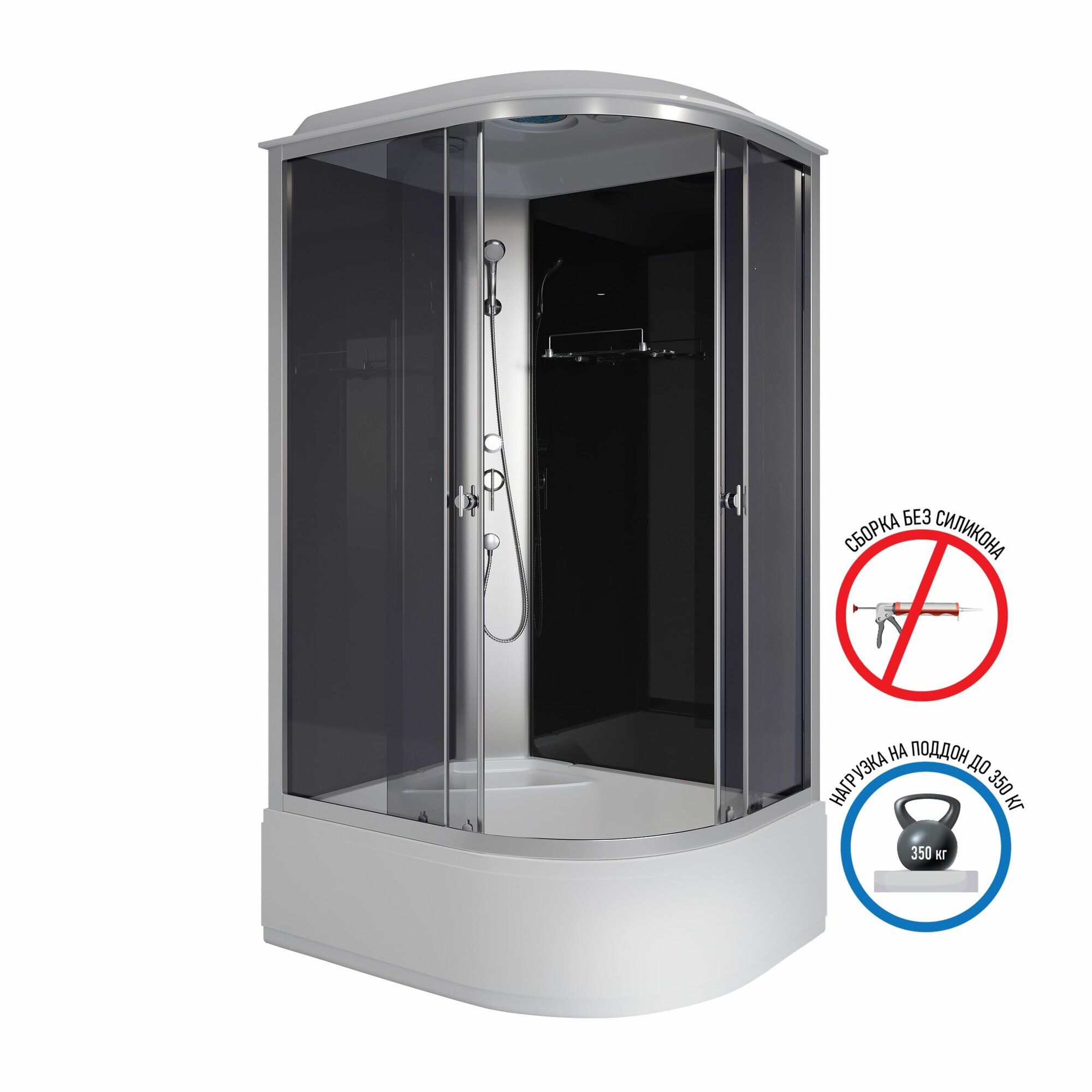 Душевая кабина Niagara Eco E120/90/40L/TN (120х90х215) высокий поддон(40см), стекло тонированное,4 места
