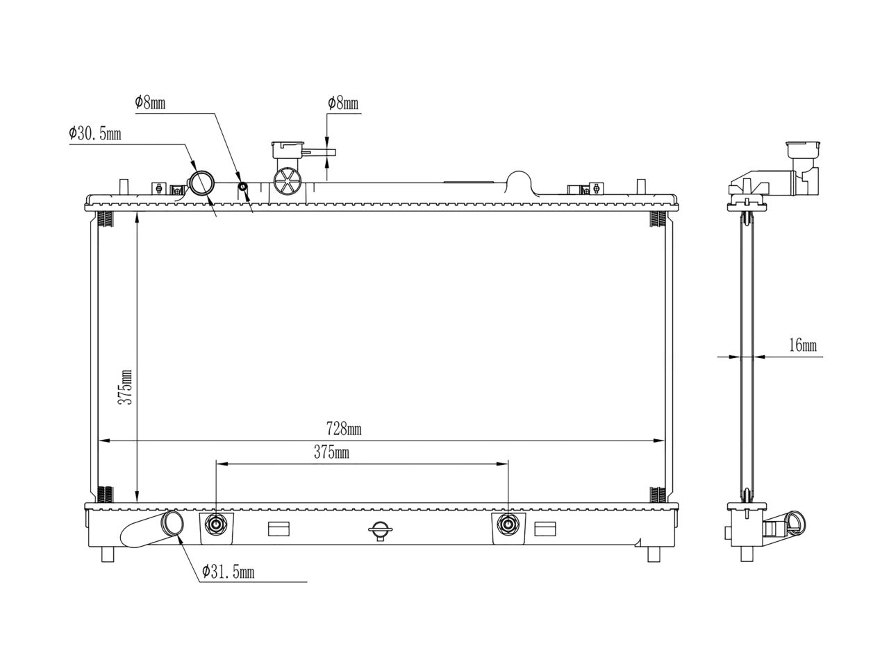 UNIO RAD-10016 (LF4K15200B / LF4K15200C / LFCV15200) радиатор охлаждения двигателя Mazda (Мазда) 6 II 07-