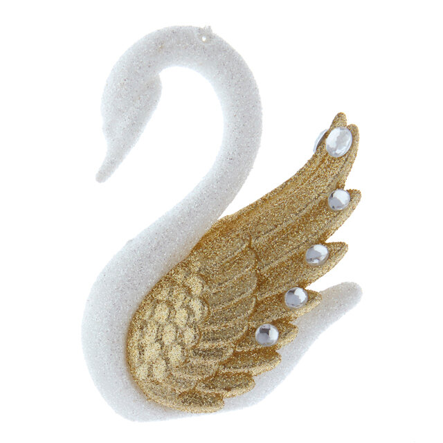 Елочная игрушка Лебедь Golden Wing 10 см, подвеска, Kurts Adler (Куртс Адлер), D3821