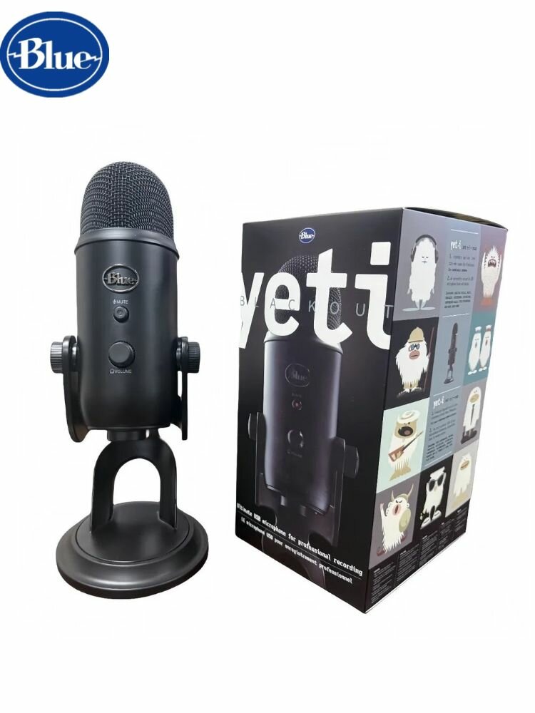 Микрофон RGuanhe Blue Yeti, студийный, для стриминга и подкастов, чёрный