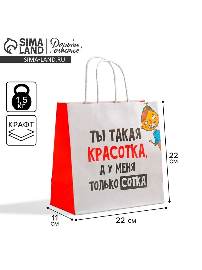 Пакет подарочный "Красотка", упаковка, размер 22 × 22 × 11 см