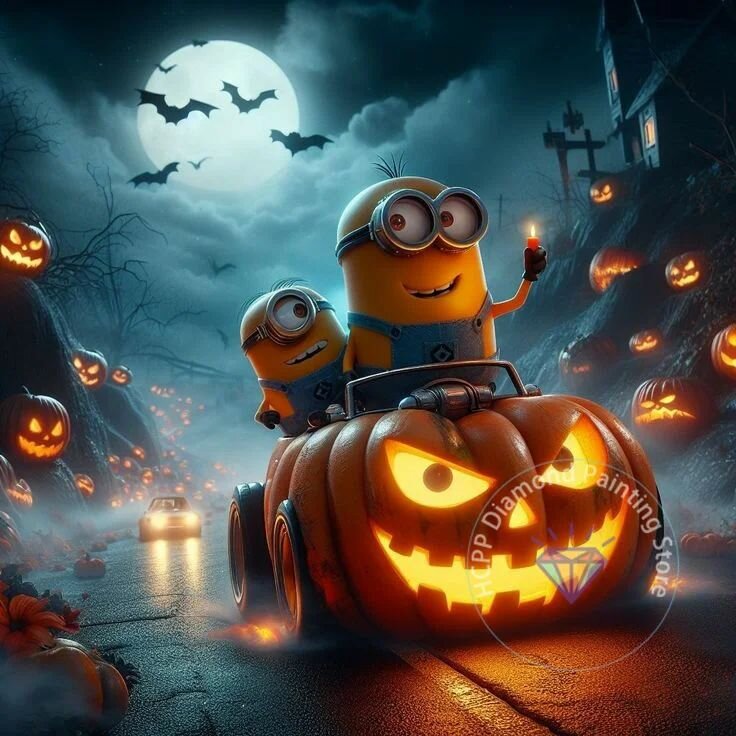 Алмазная картина "Миньоны" алмазная огранка 40х40 см,40X50CM, белый