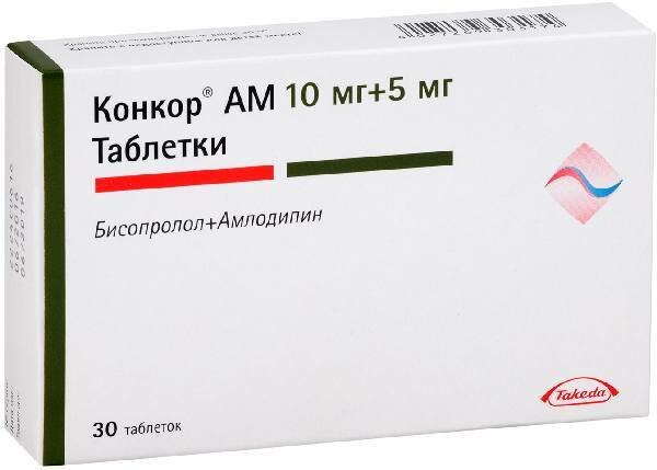 Конкор АМ, таблетки 10 мг+5 мг, 30 шт.