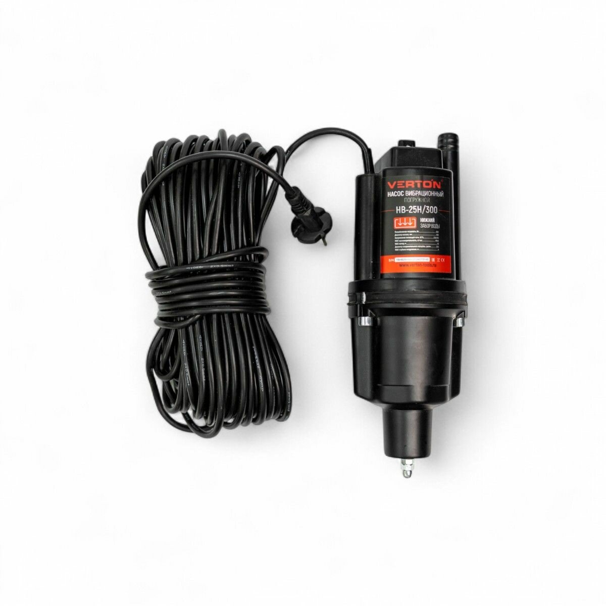 Насос погружной вибрационный 300Вт с нижним забором 25л/мин НВ-25H/300 VERTON