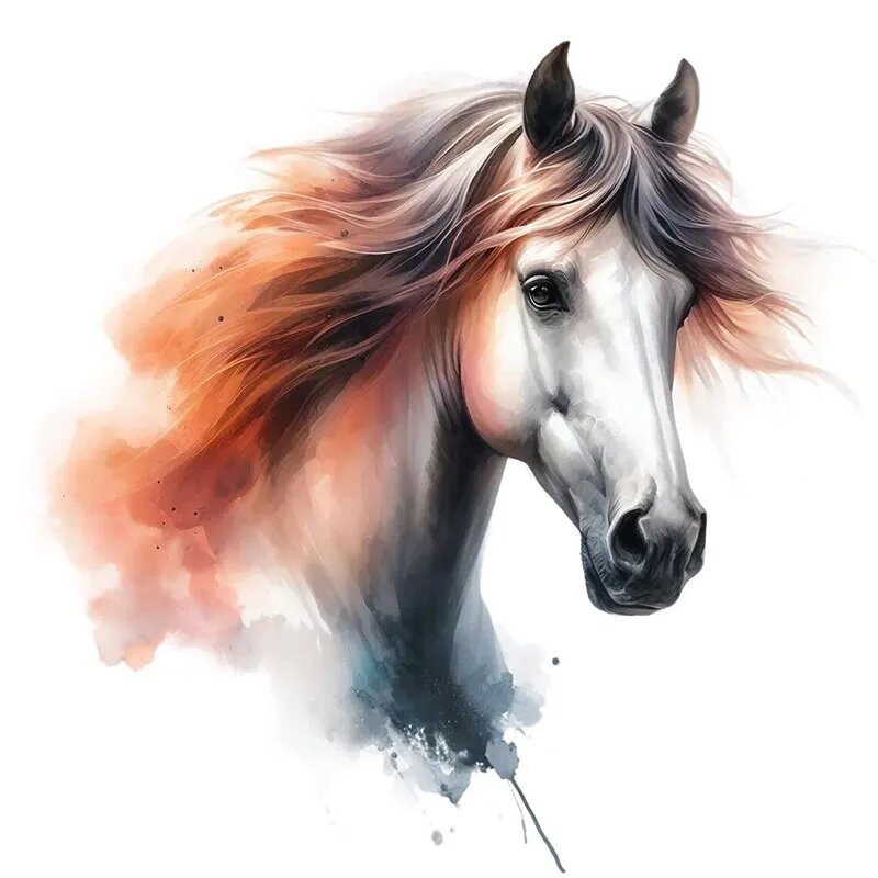 Красивая акварельная наклейка с изображением лошади, применяется для стены, двери, шкафа, окна, украшения автомобиля, виниловые наклейки с животными, художественные обои