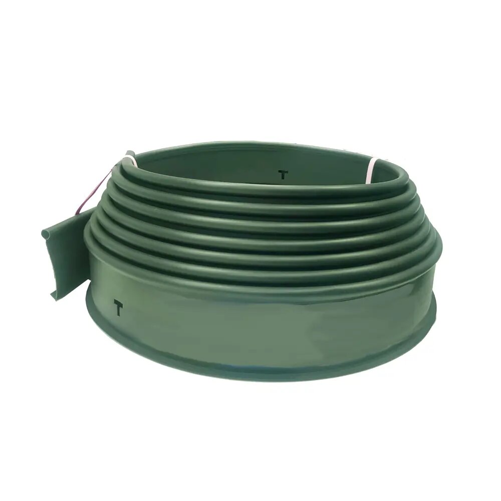 Бордюрная лента Бегиния, 100 см x 10 см, цвет зеленый, гладкая