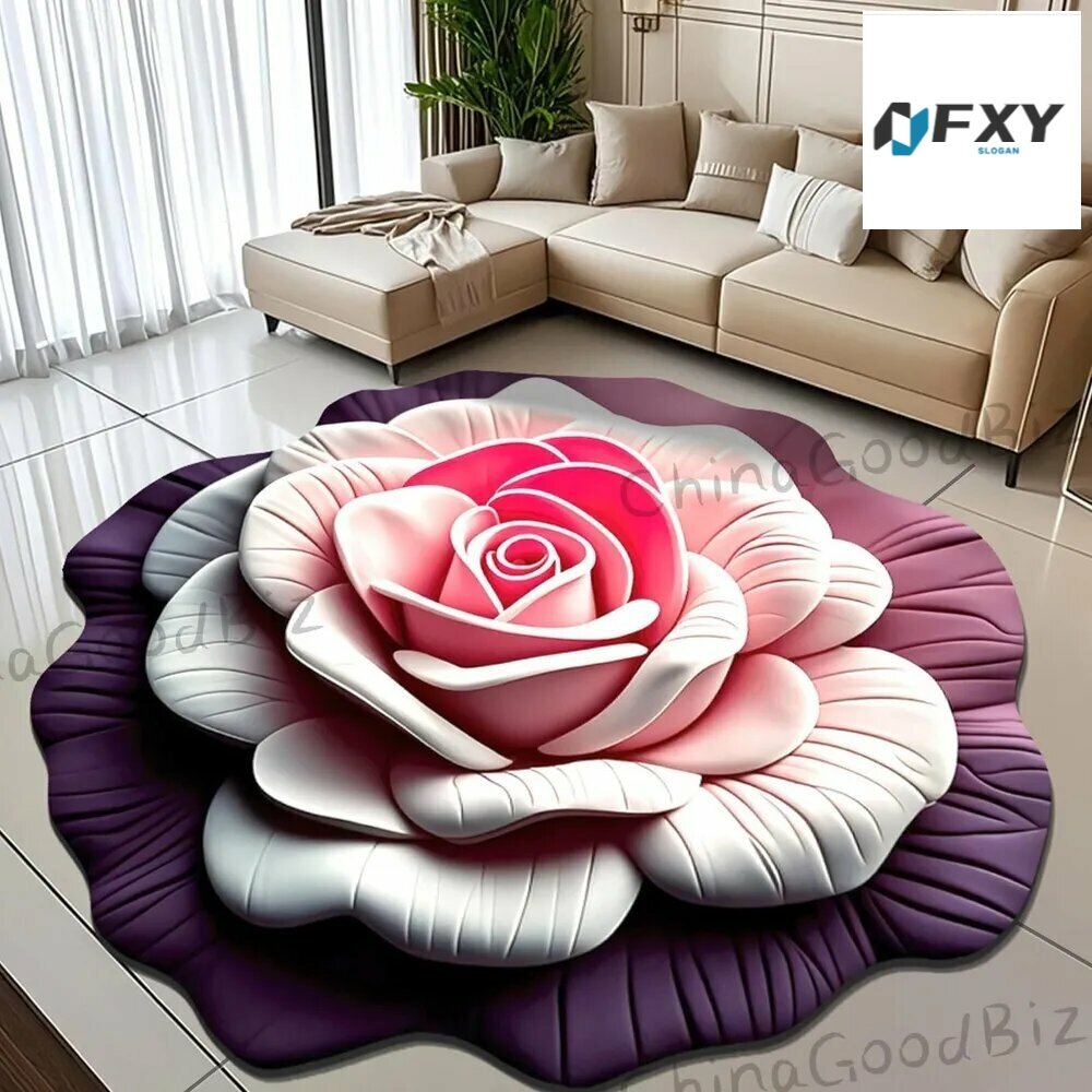 Эксклюзивный ковер 3D с пионами K92O, модель 0.6 на 0.6 метра