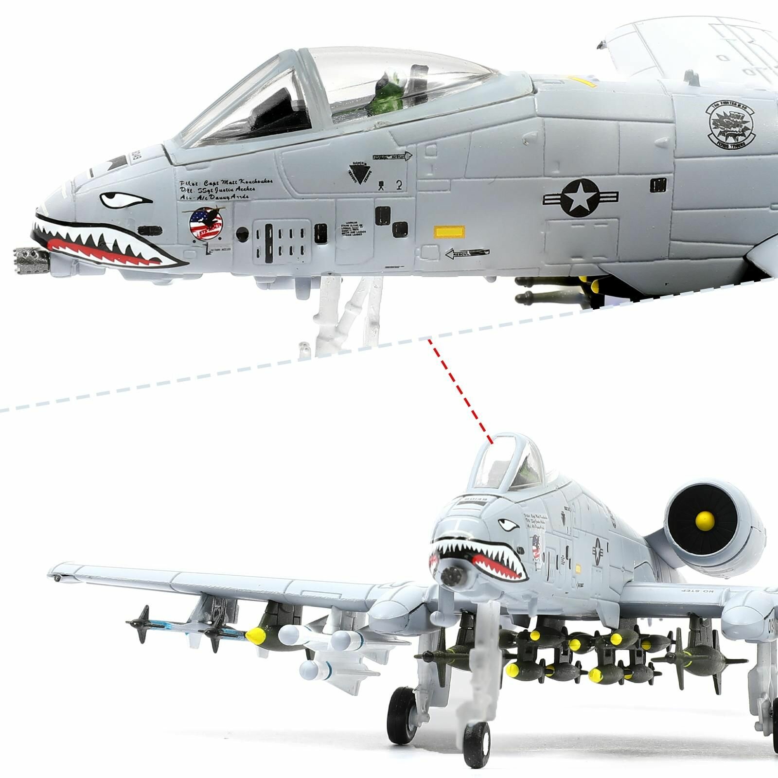 Собранная модель самолета A-10 Thunderbolt II (Warthog) 1:100 из металла. Детализированная реплика для коллекции или подарка.