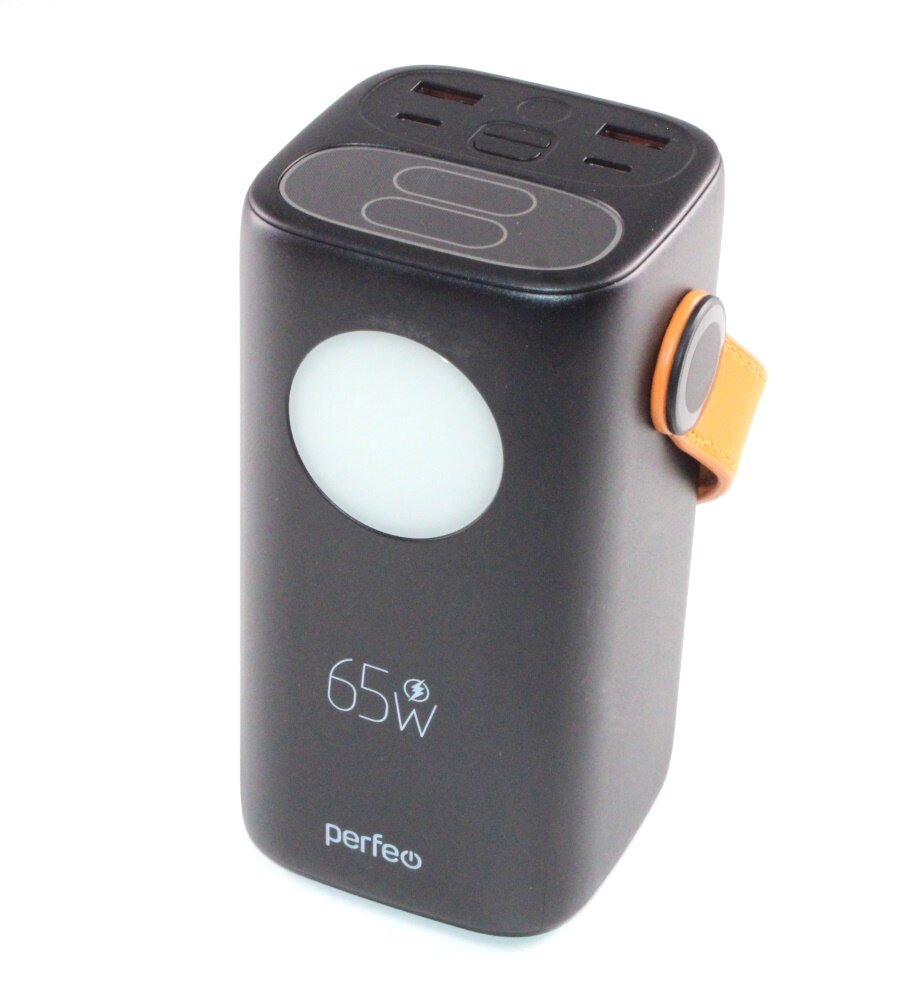 Внешний аккумулятор 40000mAh Perfeo Powerbank MOON LED/PD+QC 3.0/2Type-C/2 USB/Выход: 5A, max 65W/черный