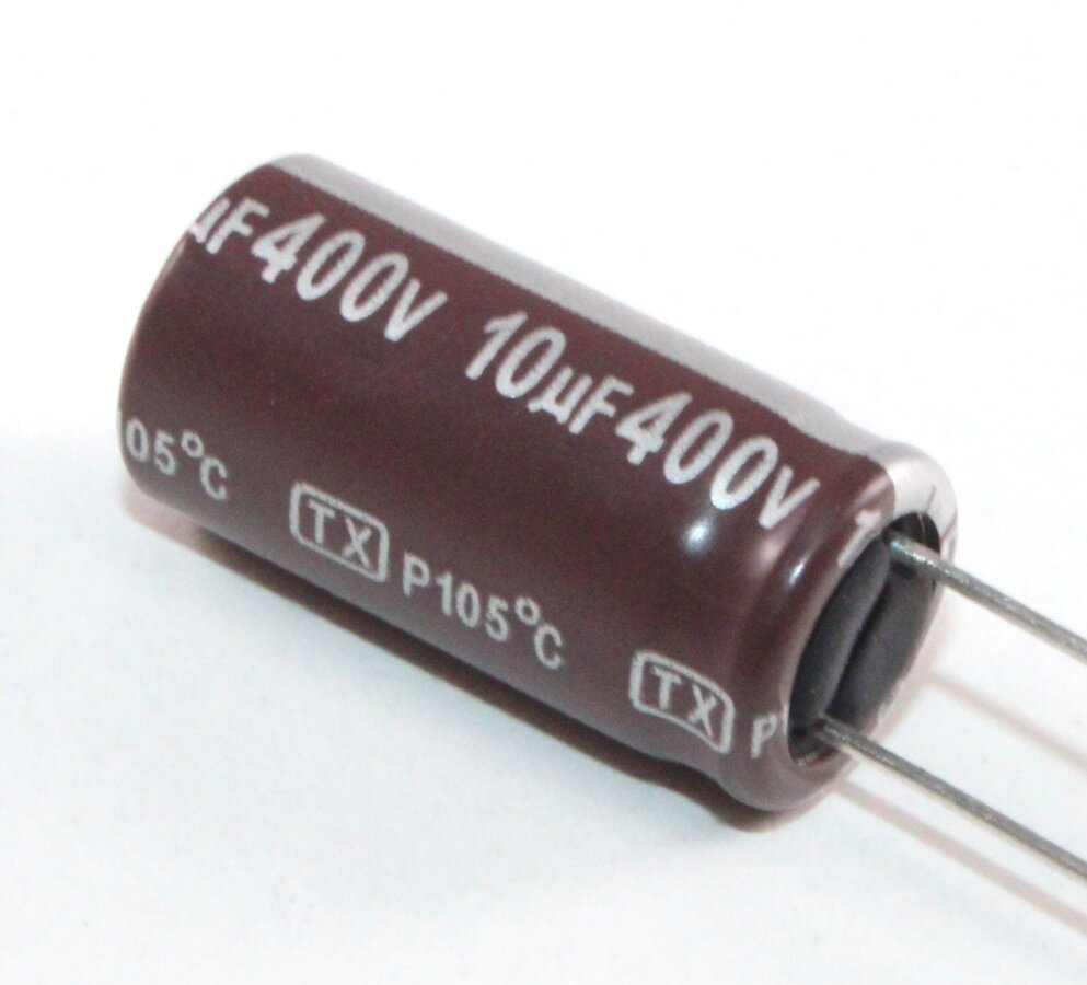 ECAP 10 мкФ / 400В (10х20) TX, LOW ESR, 105C, 5000 ч, Конденсатор электролитический, JAMICON