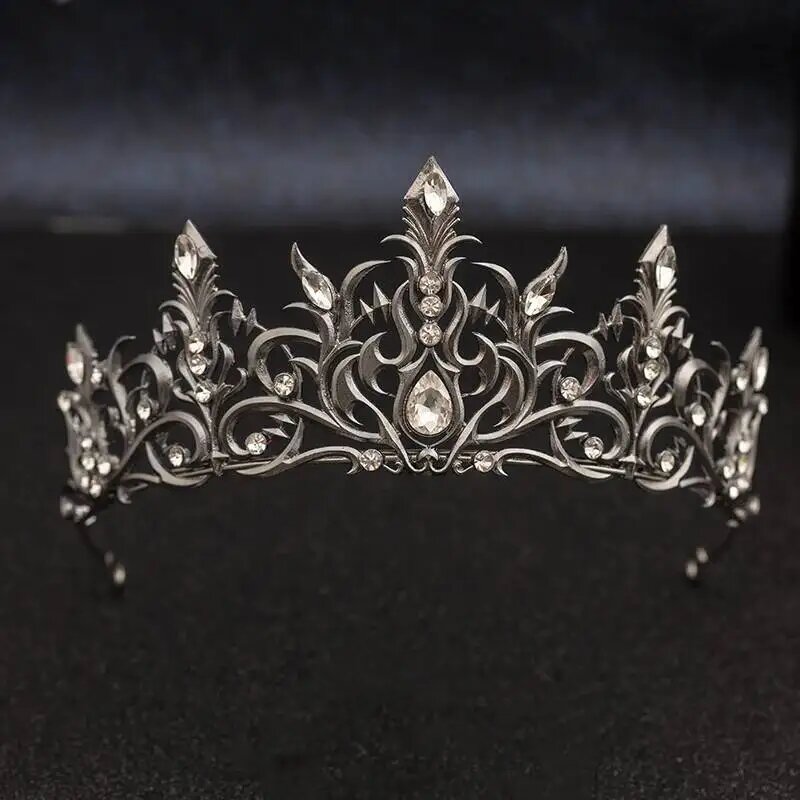 Готическая металлическая синяя тиара Серебряный, Black and White