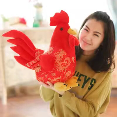 Свадебная красная курица плюшевая игрушка-пресс кукла кукла курица курица Полу золотой цветок курица_Сидеть 20 см в