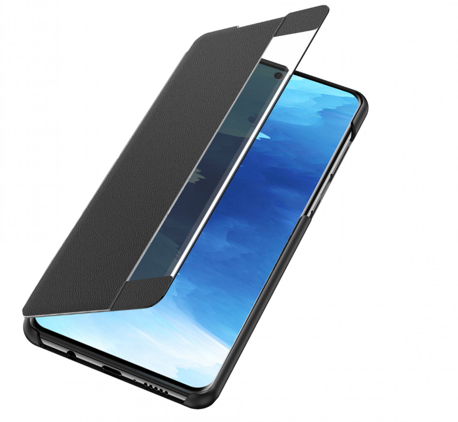 Чехол-кейс MyPads из импортной кожи для Samsung Galaxy A32 SM-A325F с боковым окном черный