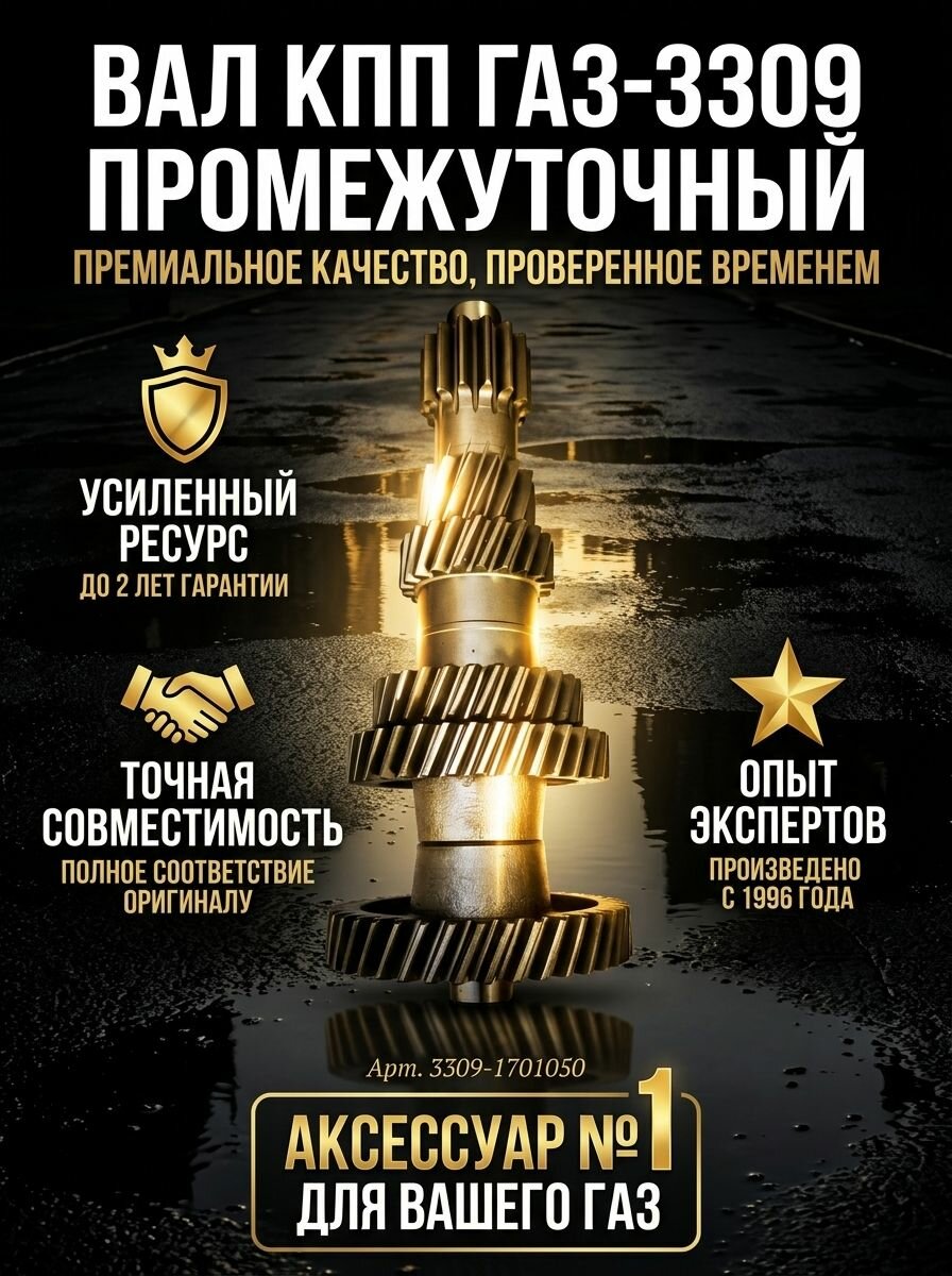 Вал КПП ГАЗ-3309, 3308 промежуточный