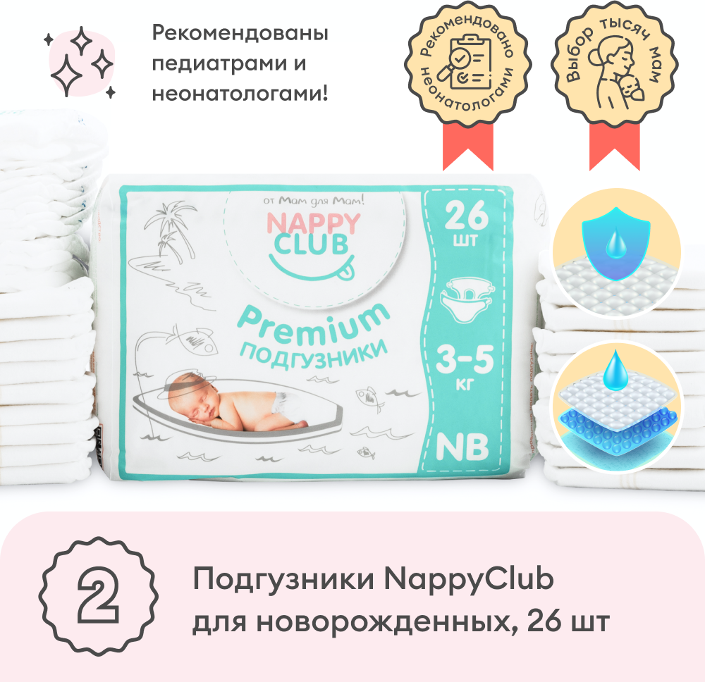 Сумка в роддом готовая NappyClub (5 предметов, вкл. пелёнки 60*90 ...