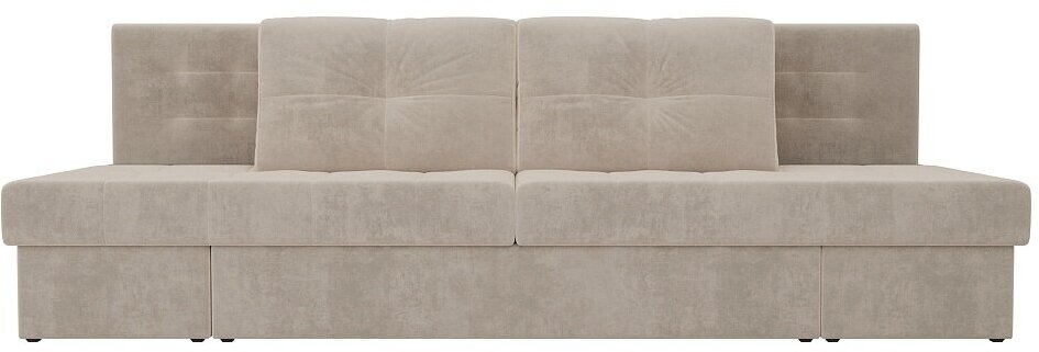 Прямой диван Дублин Бежевый Велюр, еврокнижка, 238х150х96 см, с ящиком для белья