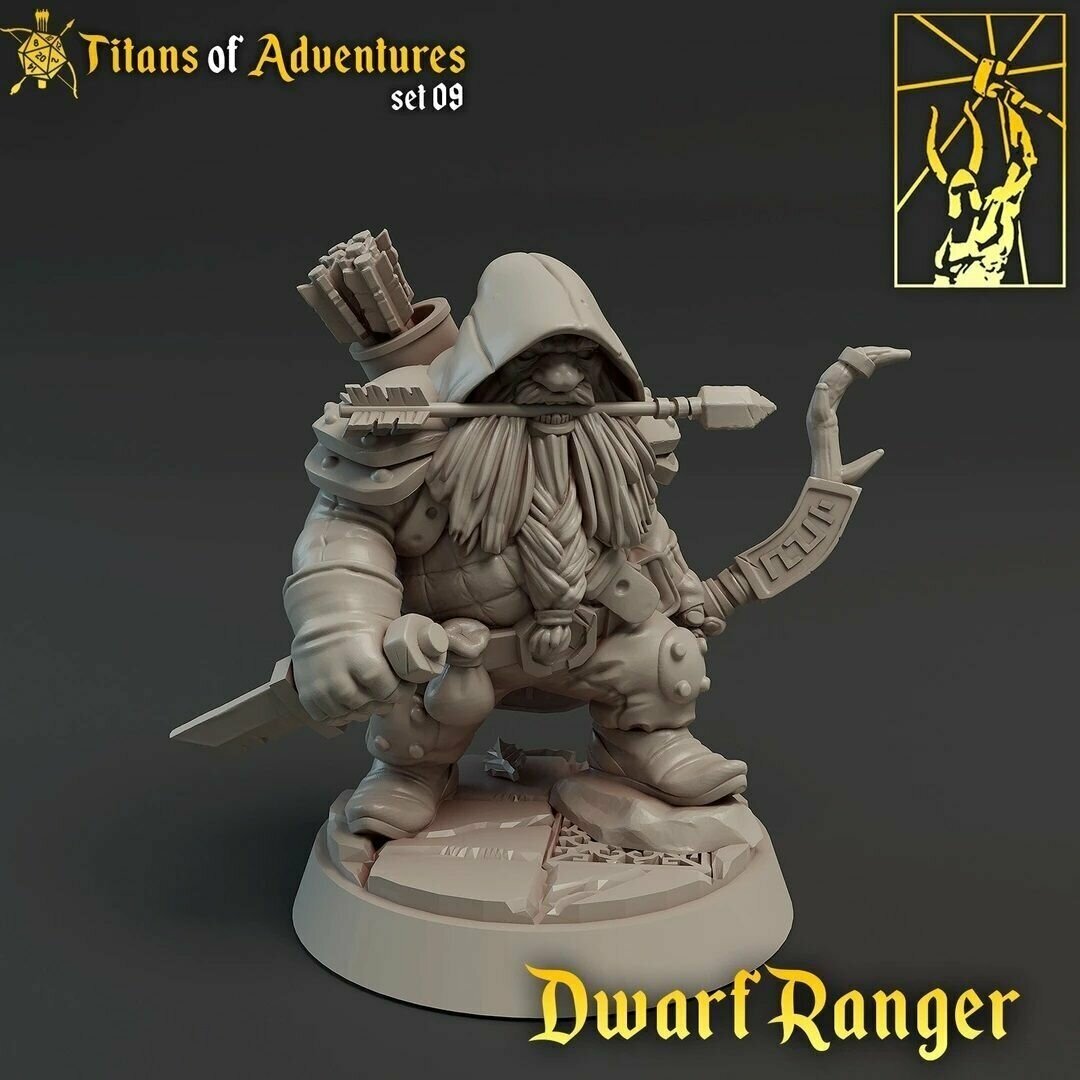 Миниатюра D&D "Дварф-охотник" 32 мм (DnD, Dungeons & Dragons, ДнД, Подземелья и Драконы, Pathfinder)