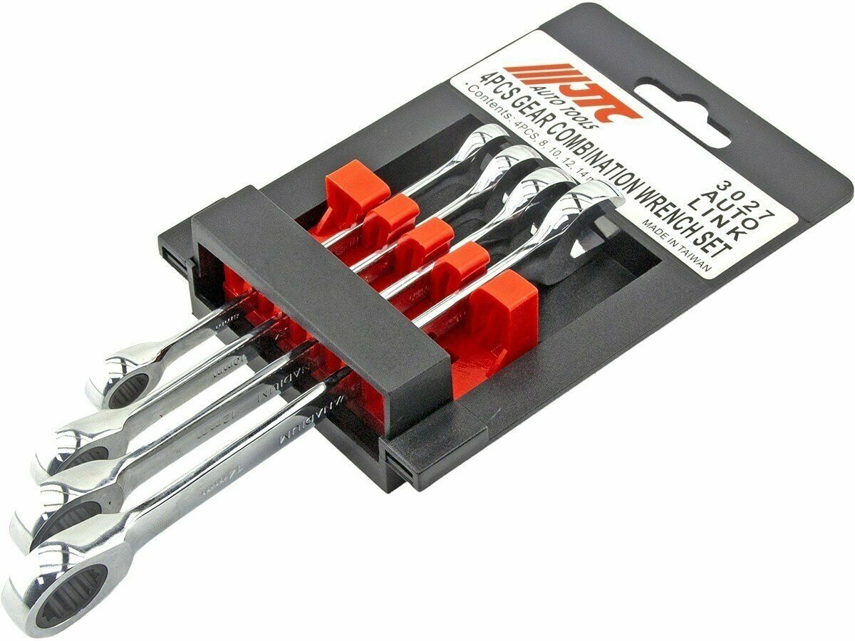 JTC-3027 Набор ключей комбинированных трещоточных 8-14мм, 4пр.