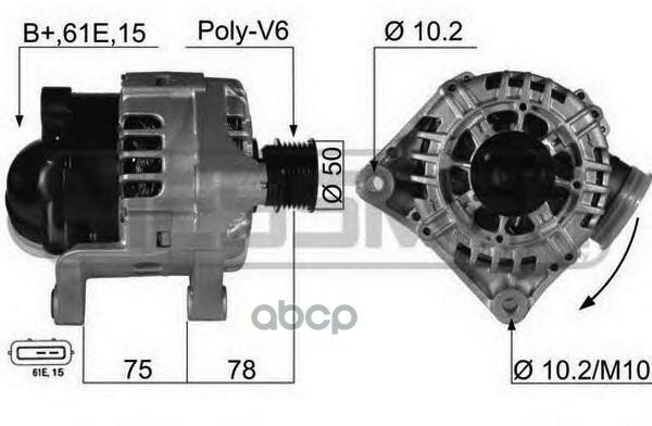 Генератор BMW E46/E39/E53 2.0-3.0 120A Era арт. 210464