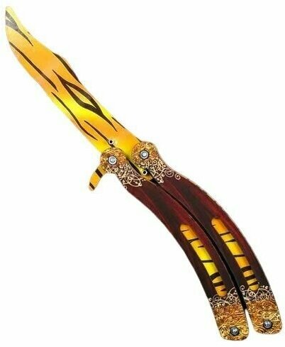 Нож бабочка деревянный Желтыйскладной, из дерева