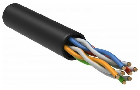 Витая пара U/UTP кат.5E 4x2х24AWG solid LSZH 305м черный | код LC3-C5E04-129 | ITK (1 шт.)