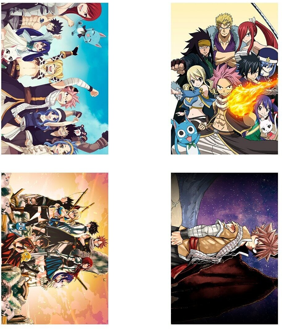 Плакат 4 шт. набор А4 аниме Хвост феи / Нацу / Грей / Люси / Fairy Tail постер №8