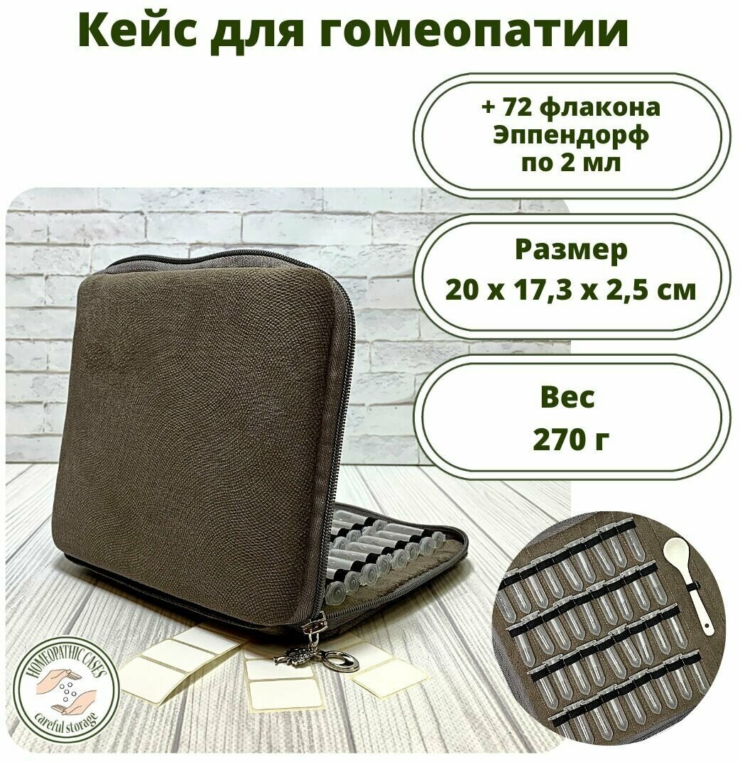 Аптечка, пенал, кейс для хранения и транспортировки гомеопатических препаратов на 72 флакона