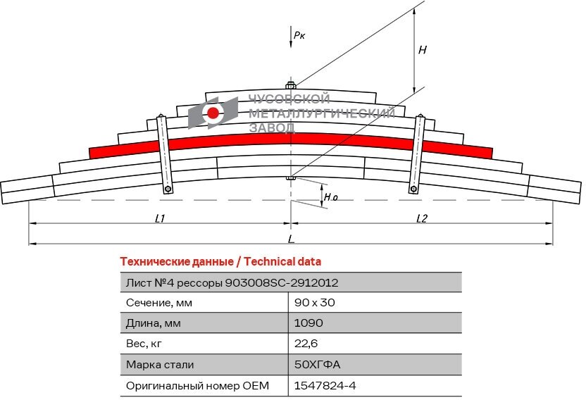 Лист №4 Рессора задняя для Scania PGRT-series 8 листов