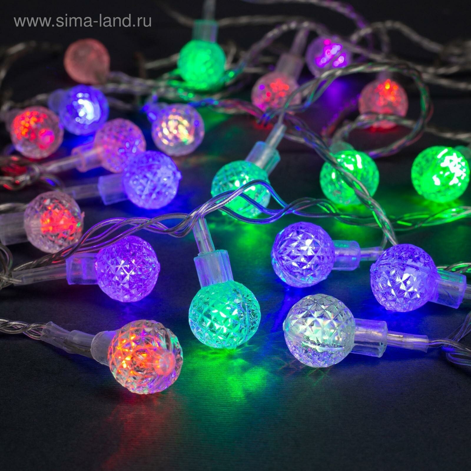 Гирлянда «Нить» 5 м с насадками «Мини фонарик», IP20, прозрачная нить, 20 LED, свечение мульти, мигание, 220 В, 1080404