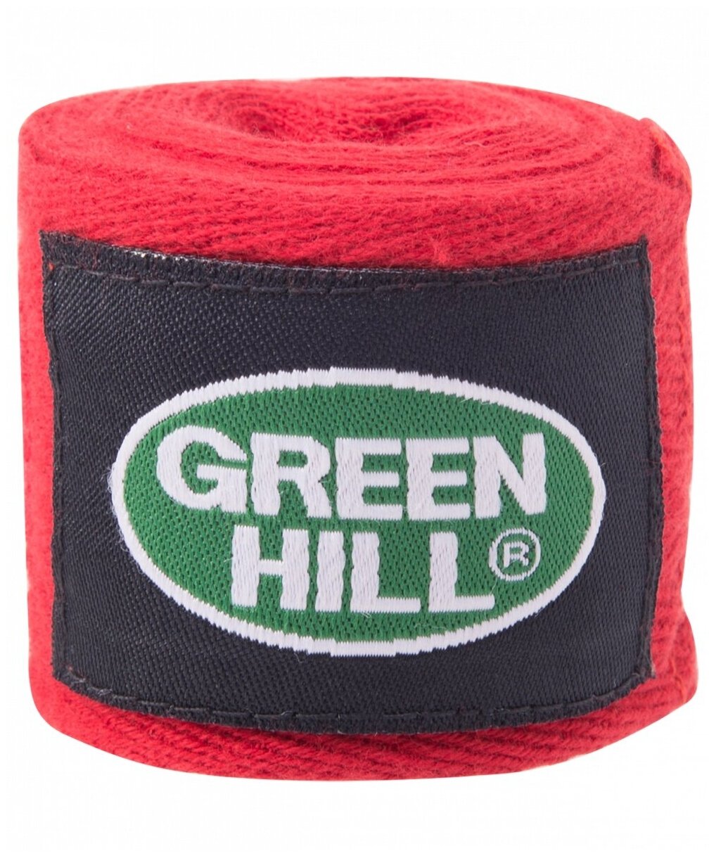 Бинт боксерский "Green Hill" BC-6235A, хлопок, длина 2.5 м, красный