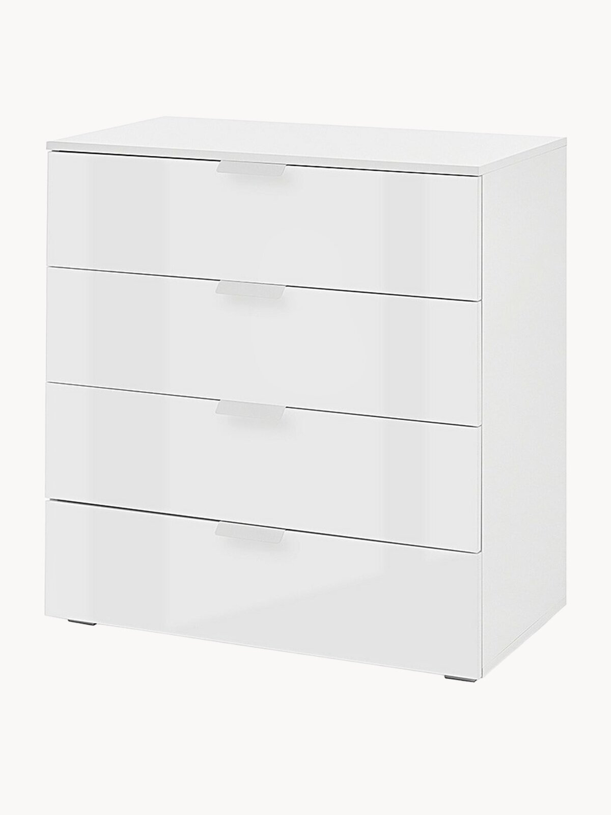 Комод для одежды деревянный, глянцевый Бруклин, 4 ящика, 80х45х89.3 см, Белый/Глянец