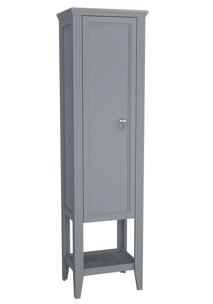 Шкаф-пенал для ванной VitrA Valarte 55 L напольный, 53,5 см, серый, матовый, шкаф пенал с полками, с дверками, из МДФ, фурнитура хром, в стиле ретро
