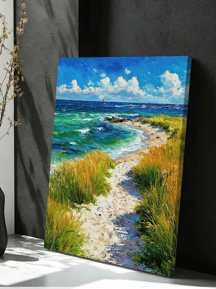 Картина "пейзаж с морем и травами" 50x60 см, 1