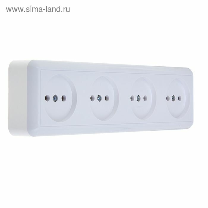 Розетка "Кунцево" Оптима, четырехместная, 16 А, 250 В, без з/к, наружная, белая 1411232