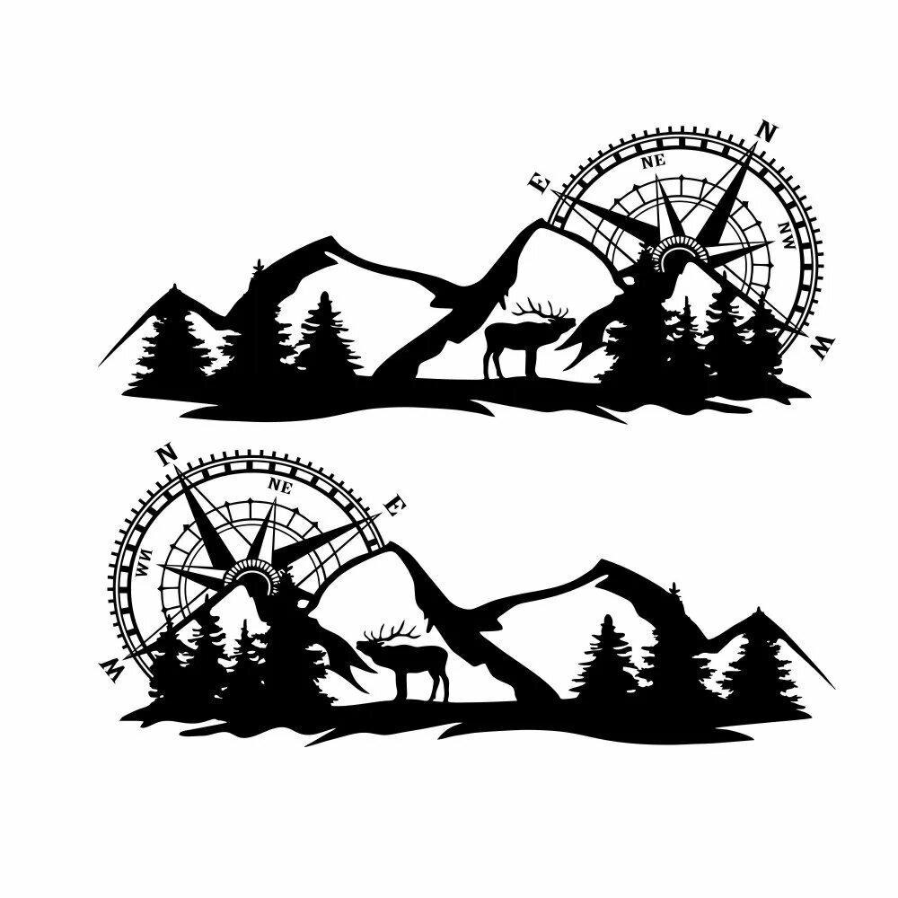 2 шт. Компас для дома на колесах виниловая графическая игрушка здесь Автомобиль черный, L 140X58CM