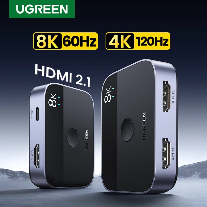 UGREEN HDMI 2.0 сплиттер 2-вход 1-выход, 4K@60Hz — фото 1