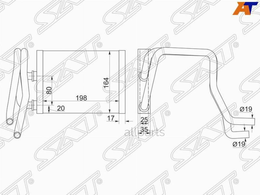 SAT ST-HD08-395-A0 Радиатор отопителя салона Honda Civic 00-06 / Integra 01-06
