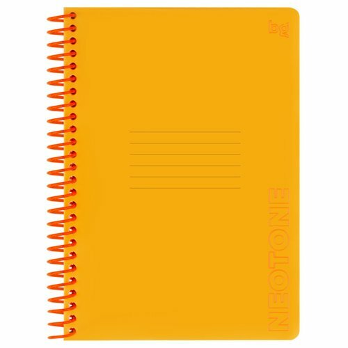 Тетрадь BG Neon Orange, 96л, А5, клетка, на пластиковом гребне, пластиковая обложка
