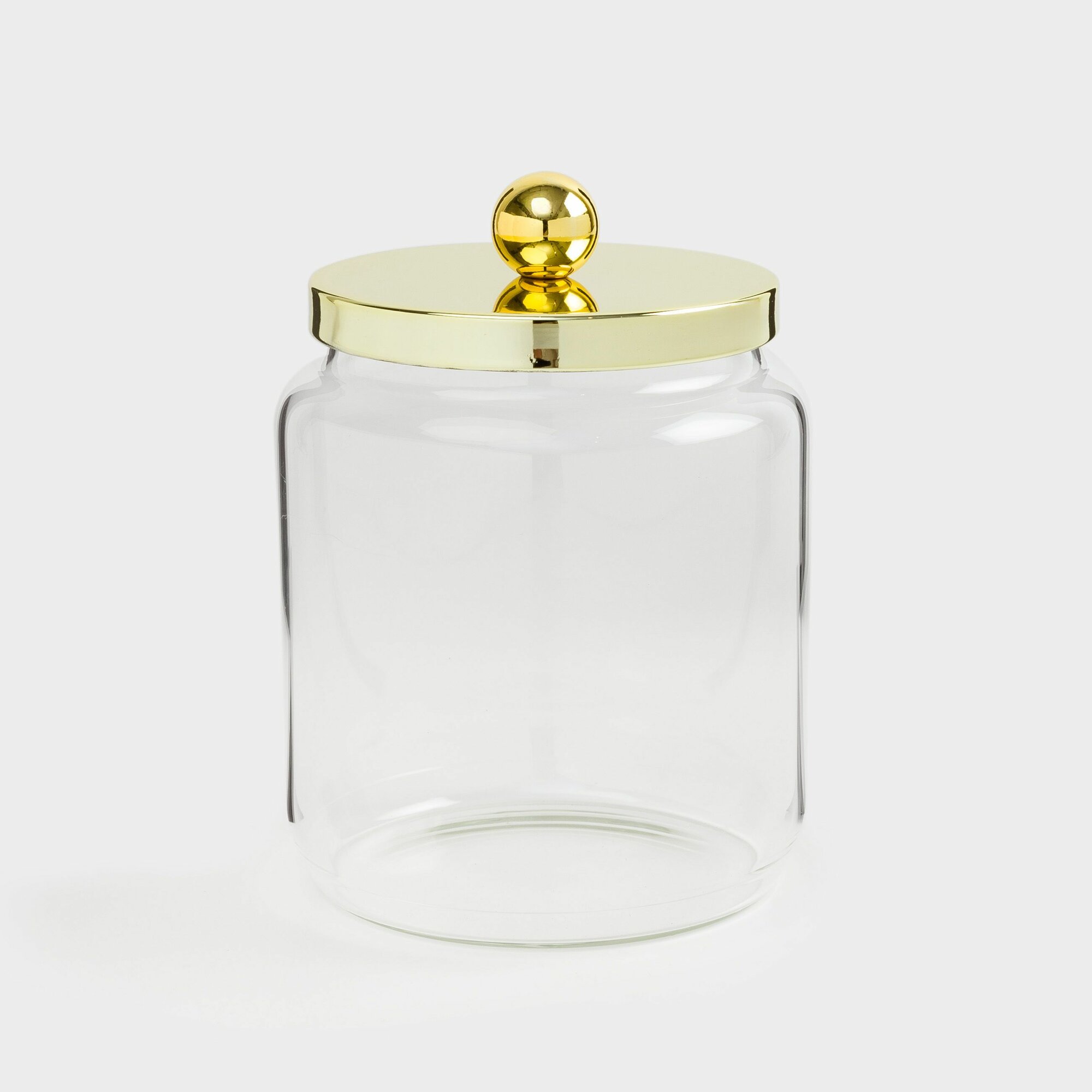 Емкость для хранения, 9х12 см, 450 мл, стекло/металл, золотистая, Classic gold, Kuchenland