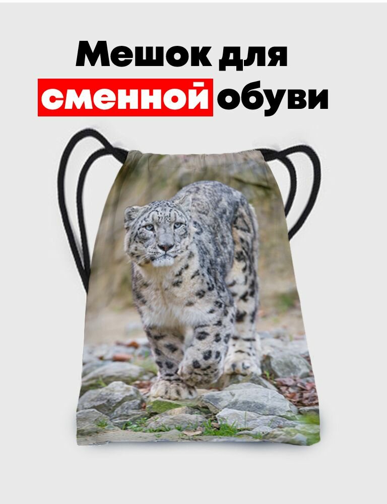 Мешок - сумка для обуви Снежный барс - Ирбис