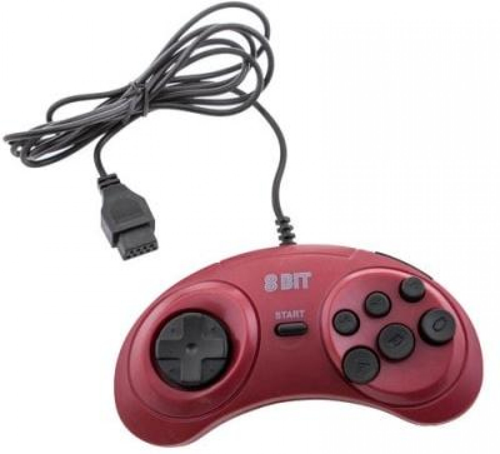 Геймпад проводной 8 bit Controller узкий разъем 9 Pin (Форма Sega) (Красный)